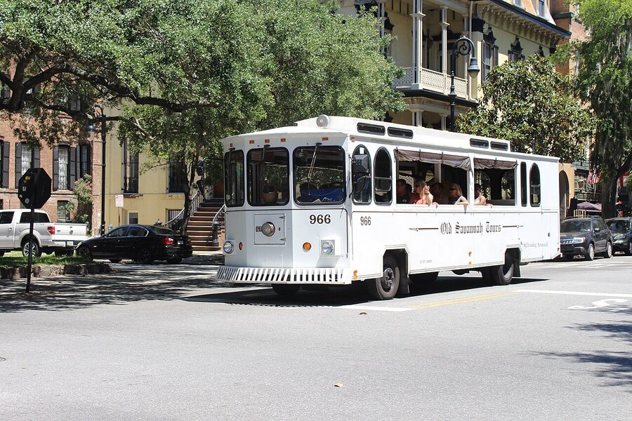 Old Savannah Tours green trolley bus