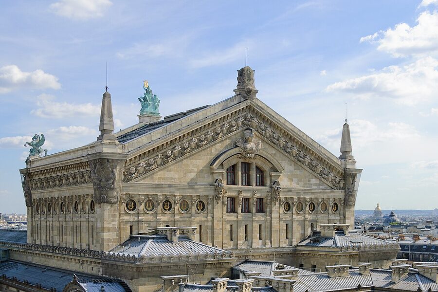 Palais Garnier exterior view from across the square