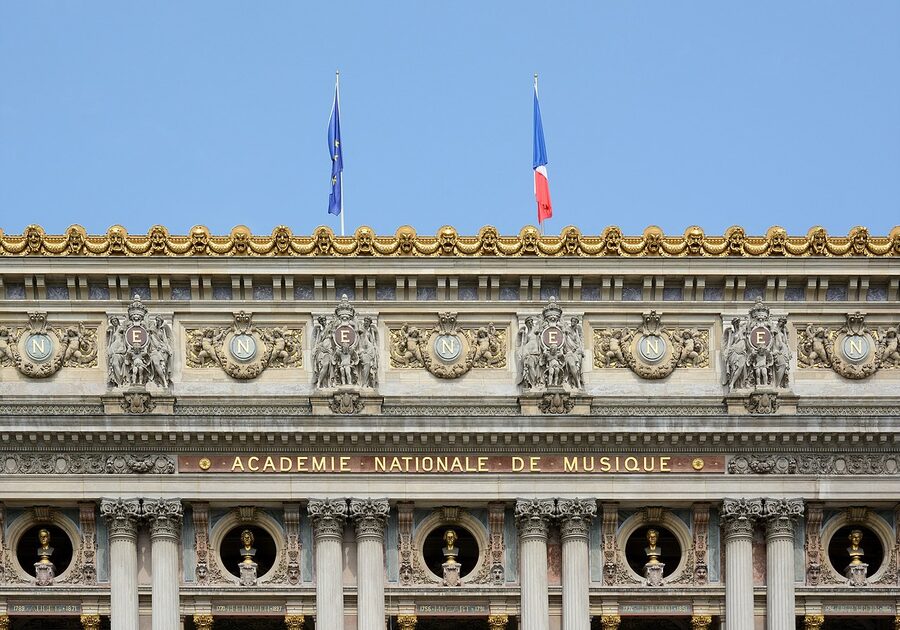 Palais Garnier facade detail with sculptures