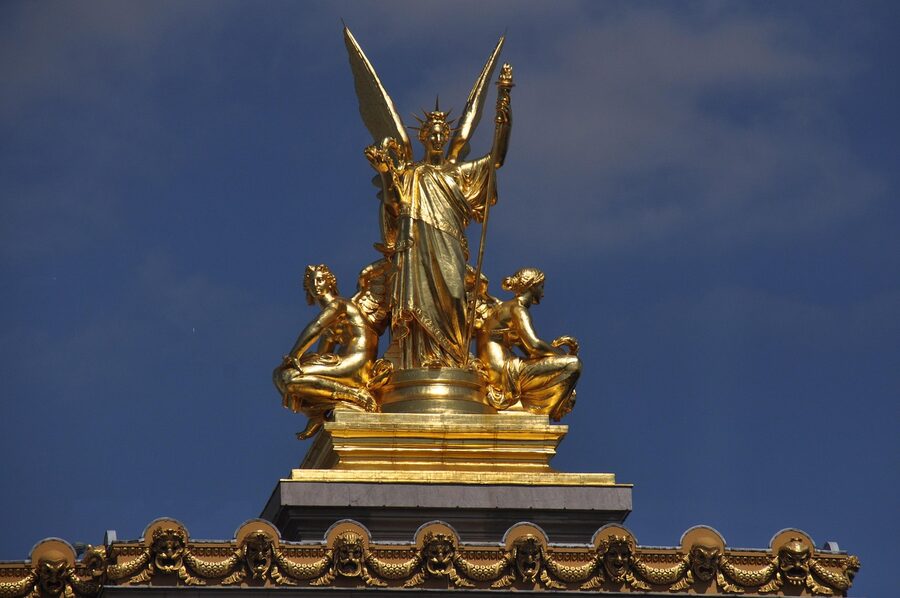 Gold roof sculptures at Palais Garnier Paris