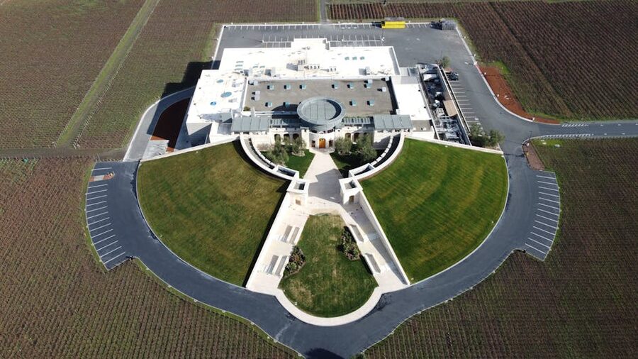 Aerial view of Opus One Winery in Oakville, Napa