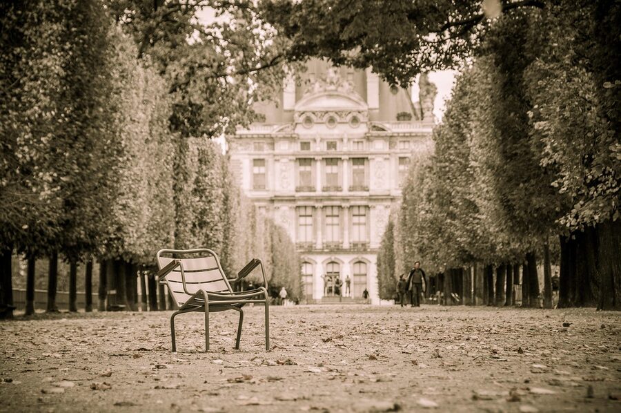 Green chairs in the Tuileries Garden Paris