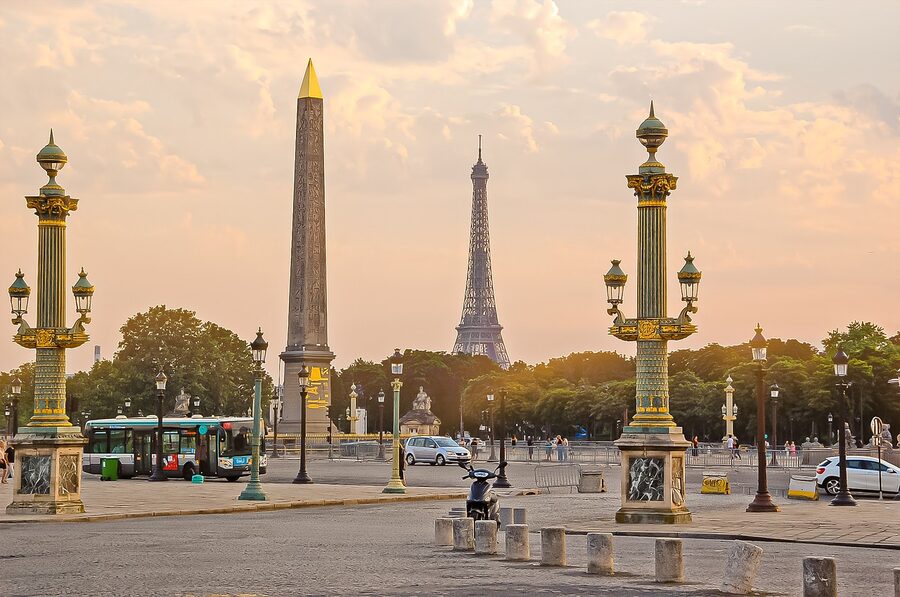 Tuileries Garden park paths and trees in Paris