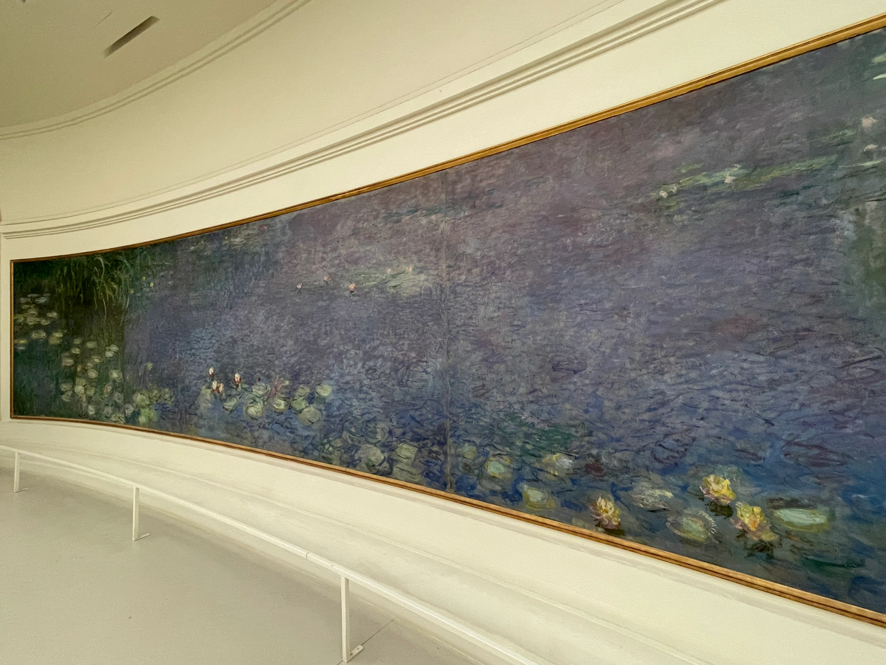 Detail close-up of Monet Water Lilies brushwork at the Orangerie