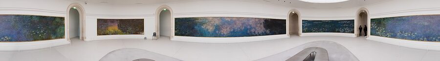 Panoramic view of the first Water Lilies oval room at the Orangerie
