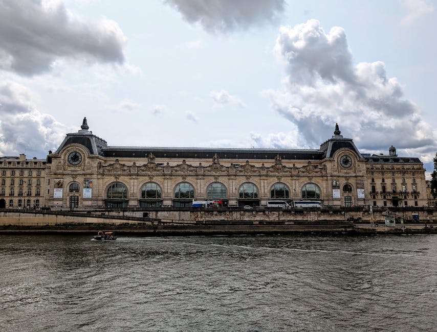 Musee d'Orsay architecture along the Seine river in Paris