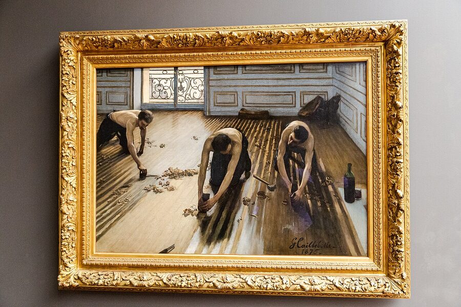 Gustave Caillebotte The Floor Scrapers painting at the Musee d'Orsay