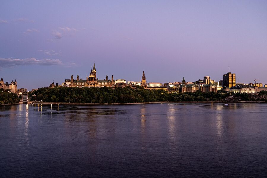 Ottawa Parliament at sunset from Gatineau