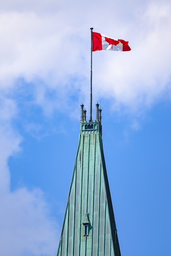 Peace Tower of Parliament Hill close up Ottawa