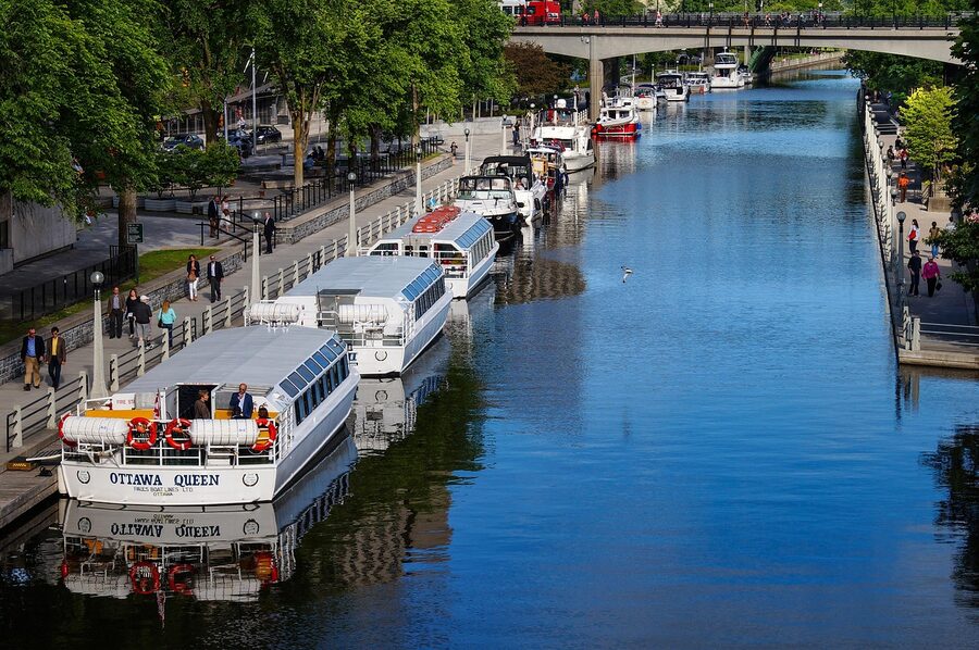 Rideau Canal boats in Ottawa