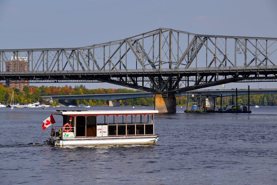 Ottawa River with Aquabus ferry at Alexandra Bridge