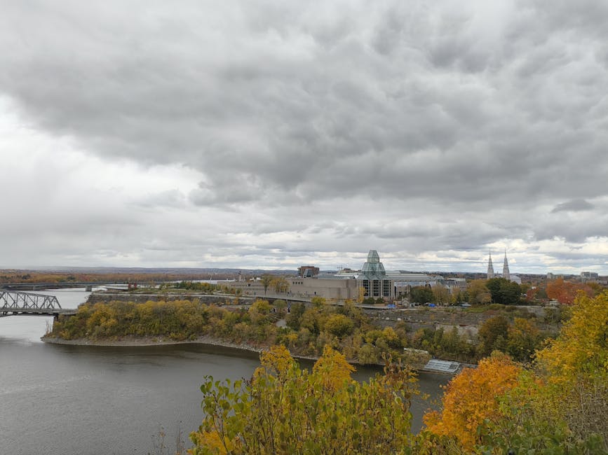 Ottawa skyline in autumn with fall foliage