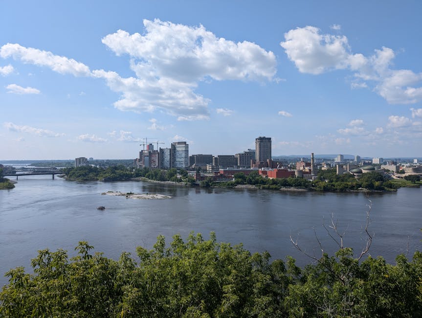 Ottawa skyline from the river clear sky