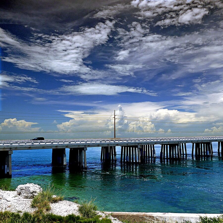Overseas Highway bridge with turquoise water in the Florida Keys