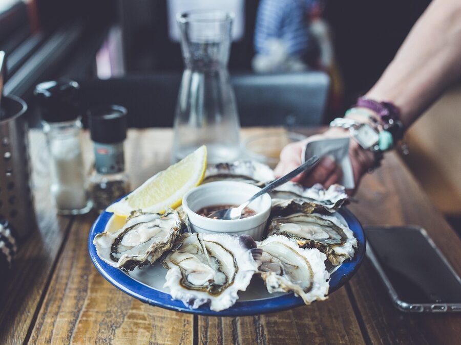 Fresh raw oysters served on a plate as luxury seafood