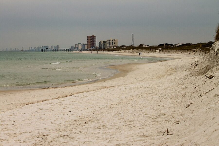 Panama City Beach viewed from Shell Island side at St Andrews State Park