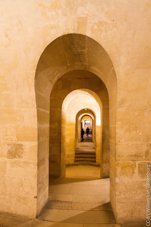The vaulted ceilings of the Panthéon Paris crypt