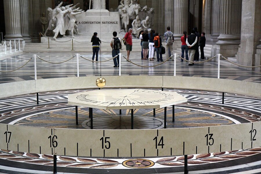 Foucault's pendulum hanging from the dome of the Panthéon Paris