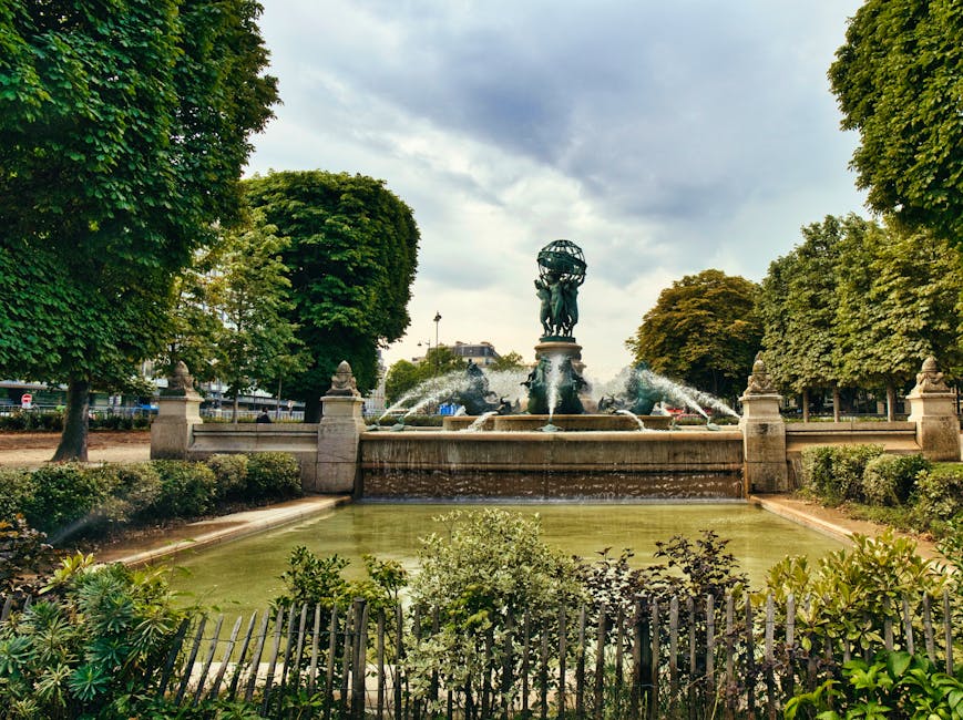 The Luxembourg Gardens fountain near the Panthéon Paris
