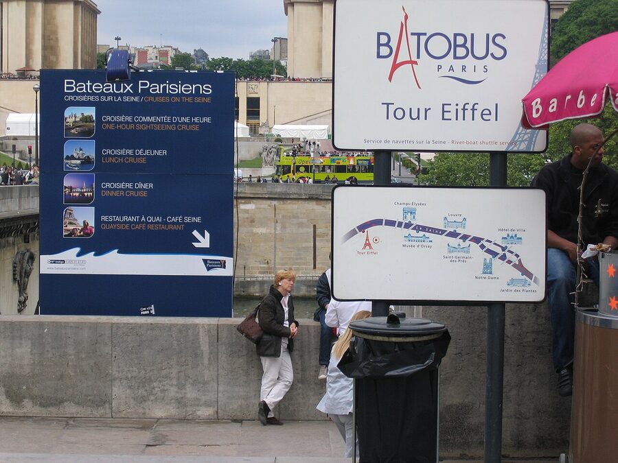 Batobus stop at the Eiffel Tower pier in Paris