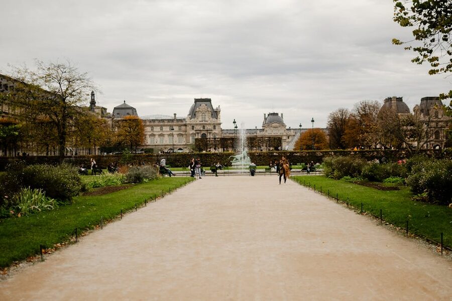 Jardin des Tuileries Paris autumn view near Louvre