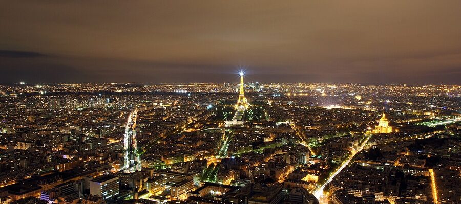 Paris panorama at night from Tour Montparnasse