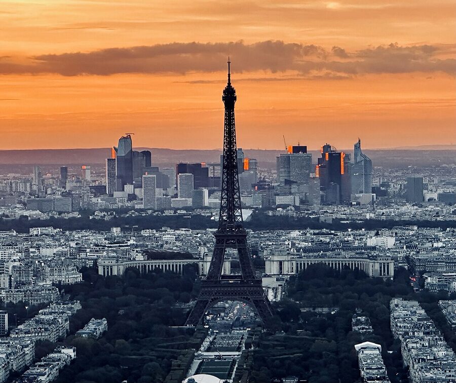 Paris rooftops at sunset from Montparnasse observation deck