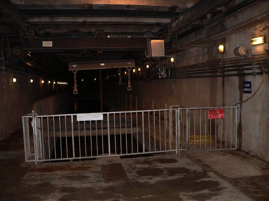 Historic sewer worker equipment on display at the Paris Sewer Museum