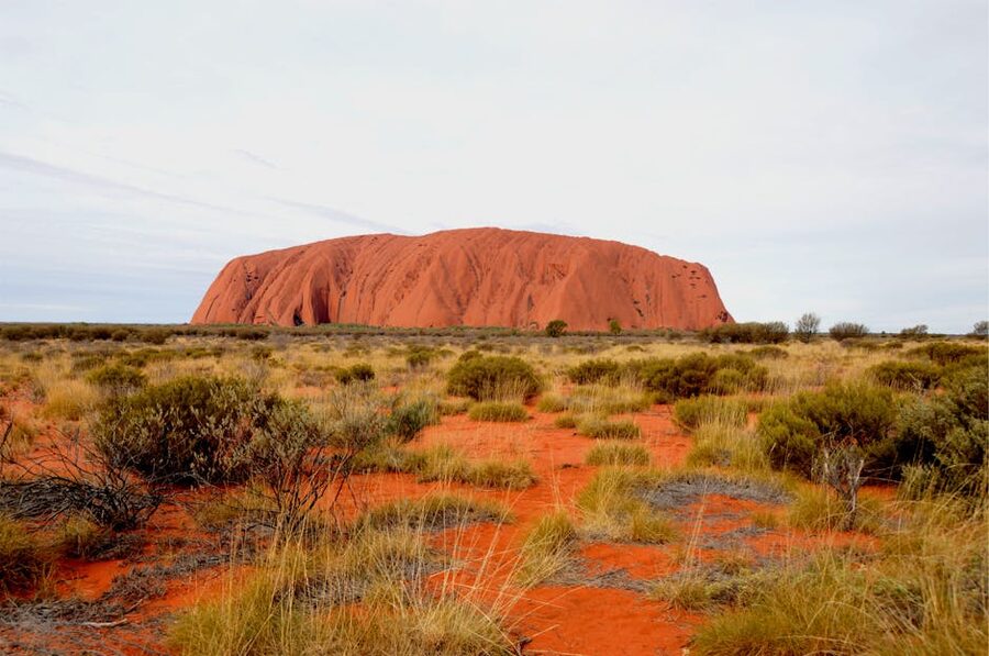 Uluru rock formation in the Australian outback