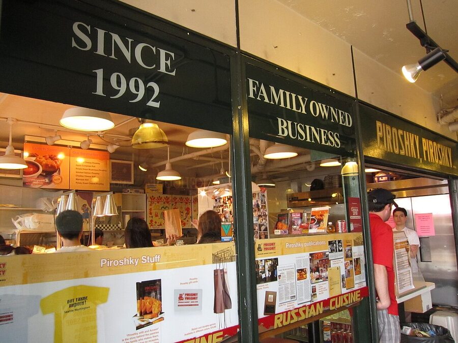 Piroshky Piroshky storefront at Pike Place Market Seattle