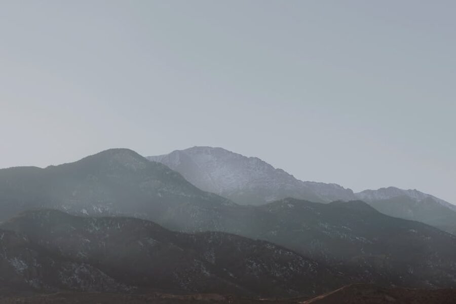 Misty view of Pikes Peak in Colorado Springs