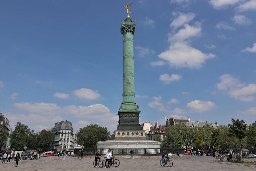 Place de la Bastille in Paris with the July Column on a clear day