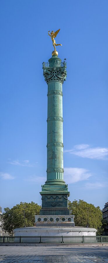 Place de la Bastille and the July Column at night, Paris