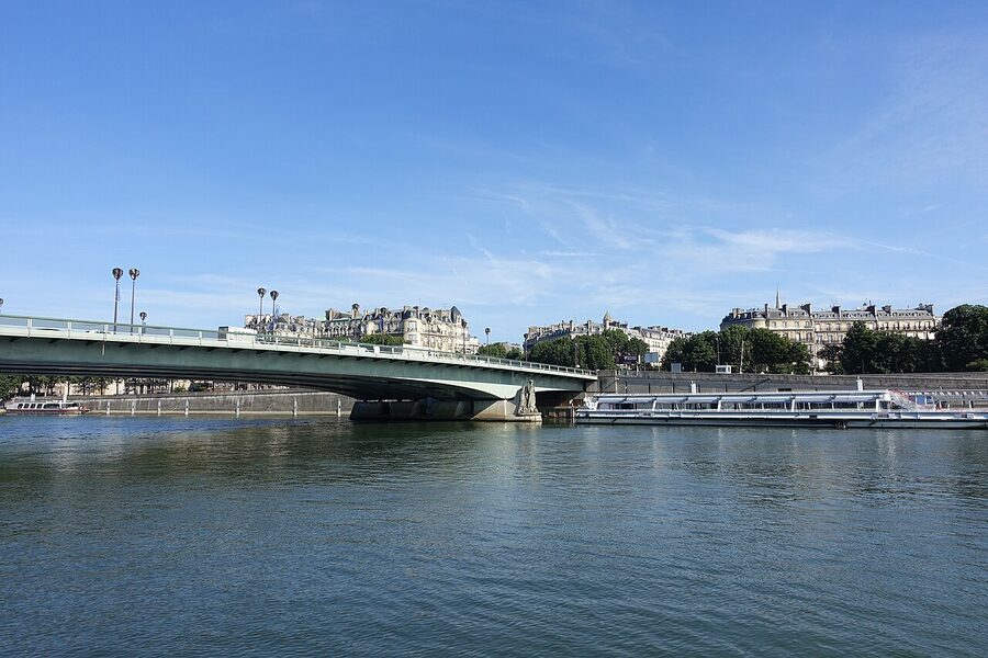 Pont de l'Alma bridge over the Seine with the Left Bank entrance to the Paris Sewer Museum nearby