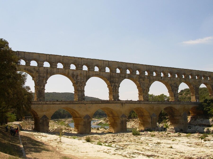 Pont du Gard summer view aqueduct over Gardon river