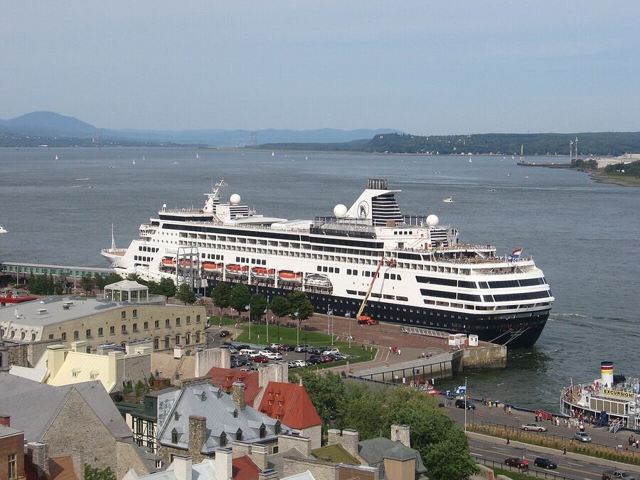 Cruise ship at the Port of Quebec City harbor