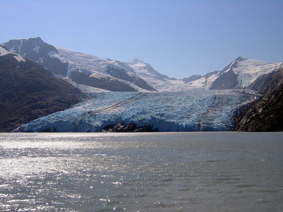 Portage Glacier reflected in Portage Lake Alaska