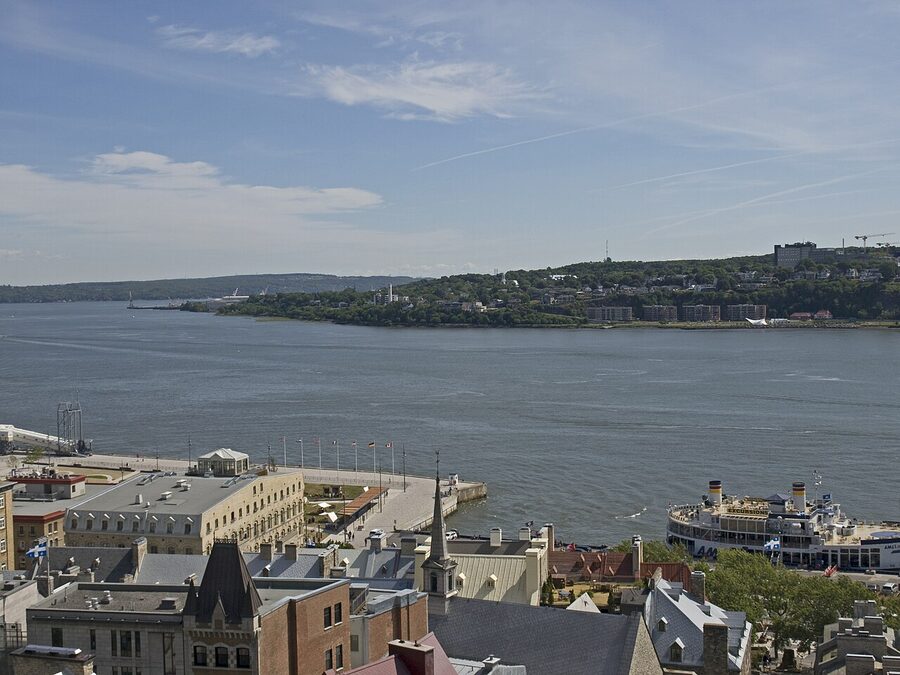 View of the St Lawrence River from Terrasse Dufferin in Quebec City