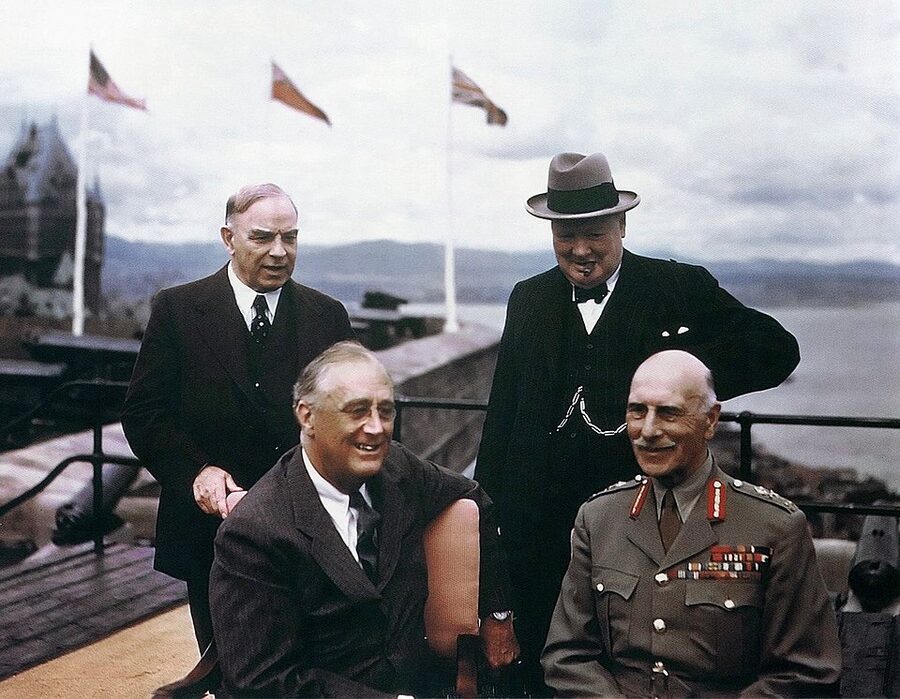 Roosevelt, Churchill and Mackenzie King at the Quebec Conference 1943