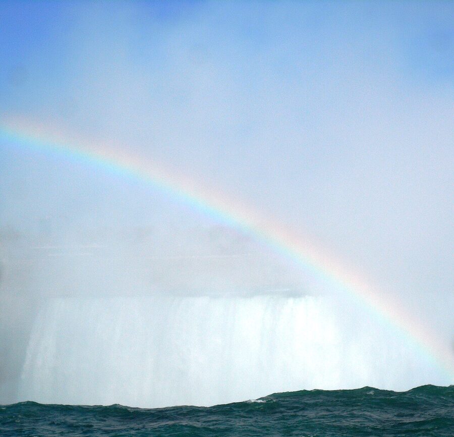Rainbow over Horseshoe Falls seen from the Niagara River Parkway Canadian side