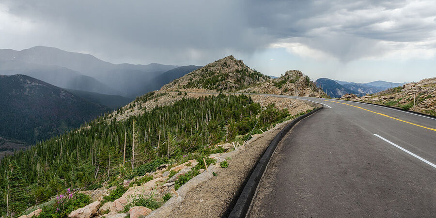 Trail Ridge Road winding through alpine tundra in Rocky Mountain National Park