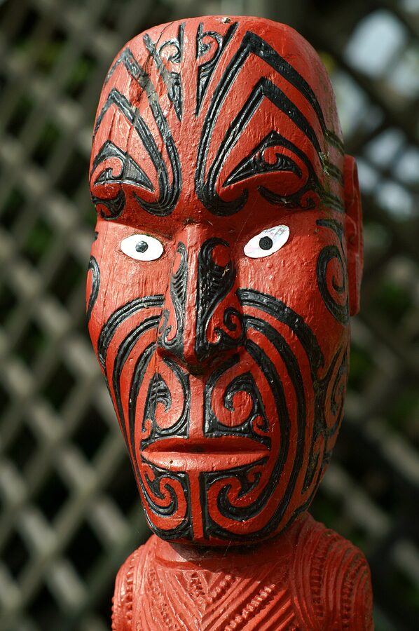 Carved Maori statue in Rotorua New Zealand