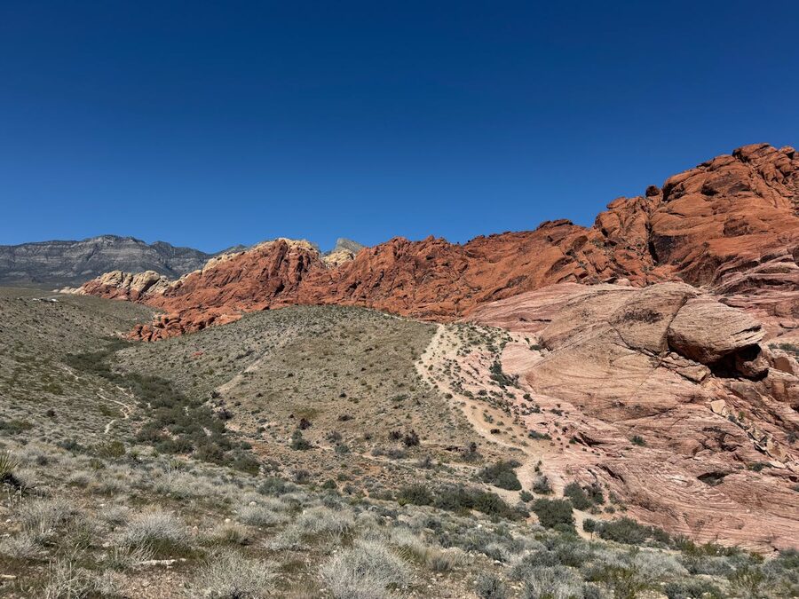 Layered sandstone formations at Red Rock Canyon Nevada