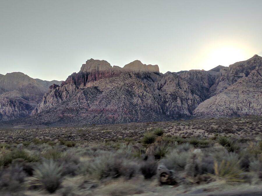 Red Rock Canyon mountains at sunset near Las Vegas