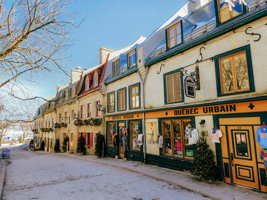 Historic Rue du Petit-Champlain in Quebec City with colorful colonial storefronts