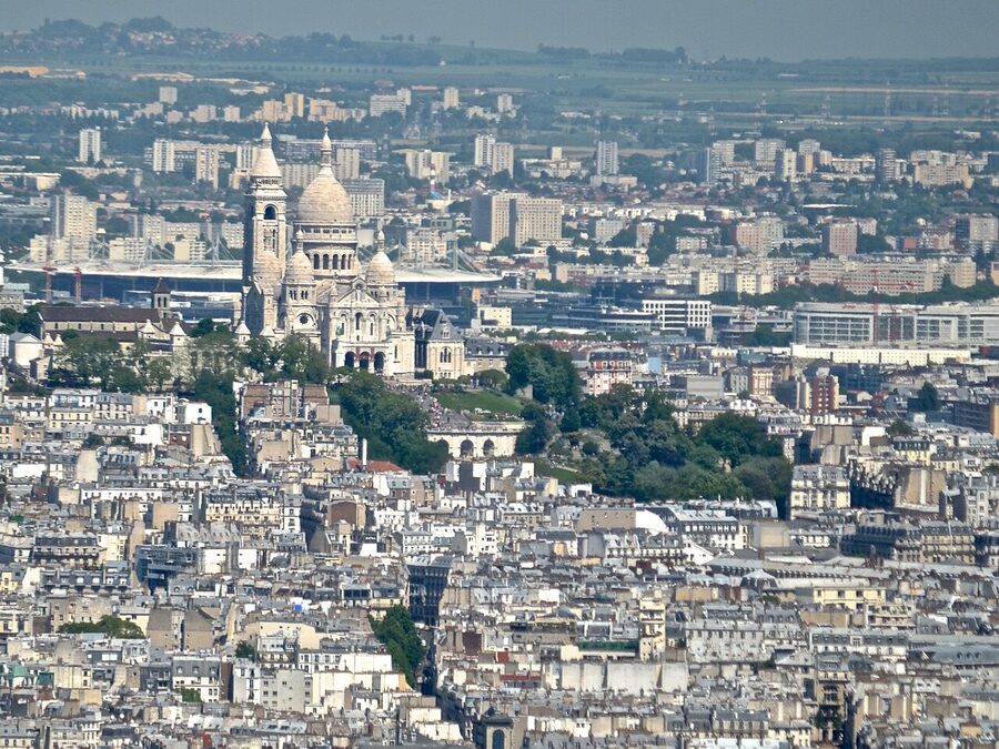Sacre Coeur on Montmartre seen from Tour Montparnasse