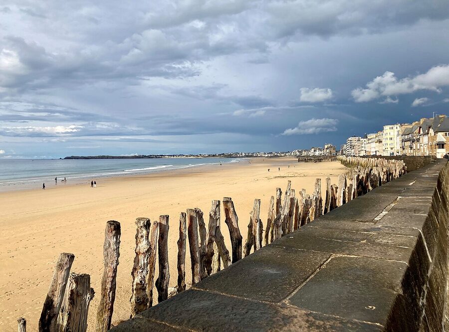 Plage du Sillon long beach in Saint-Malo Brittany
