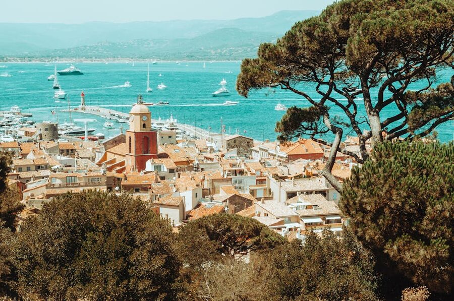 View of Saint-Tropez old town and harbour from the Citadelle hill