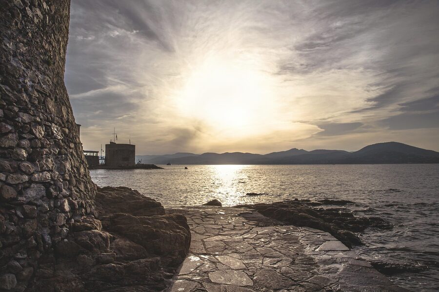 Saint-Tropez Mediterranean coast at sunset