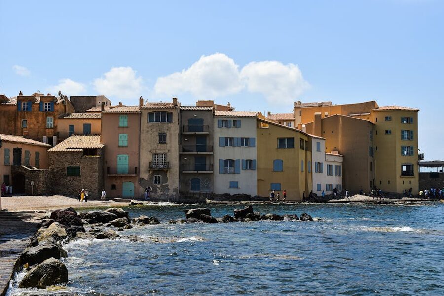Pastel waterfront buildings on Saint-Tropez harbour